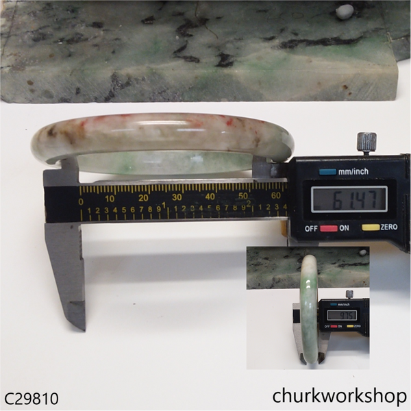 Reserved Large multi color jade bangle, red & green jade bangle(Fu Lu ...