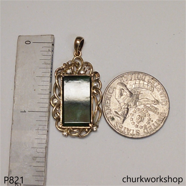 18K rectangle green jade pendant – Churk Work Shop