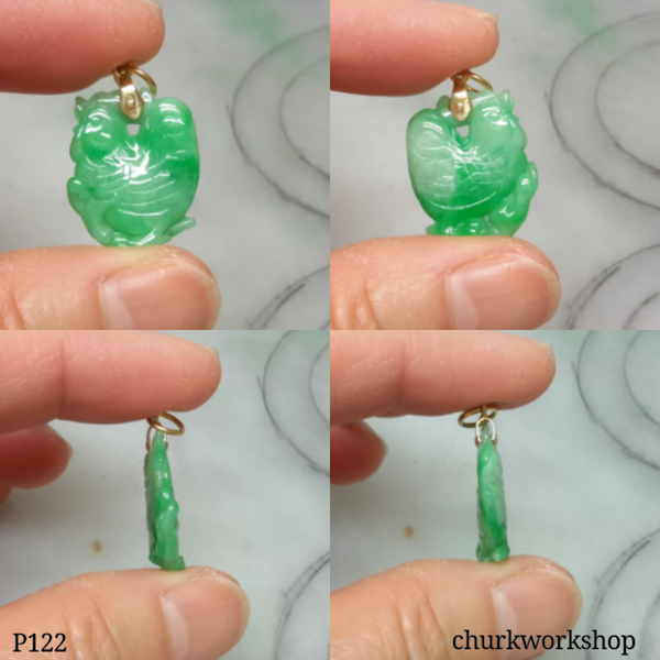 Apple green small jade rooster pendant – Churk Work Shop