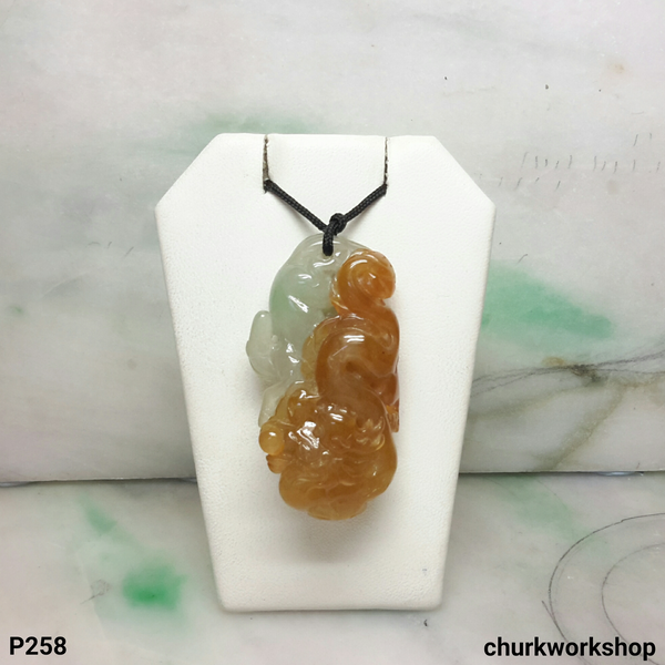 Red jade dragon and horse pendant (龍馬精神) – Churk Work Shop