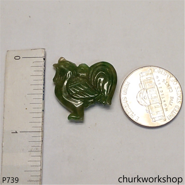 Bluish green small jade rooster pendant – Churk Work Shop